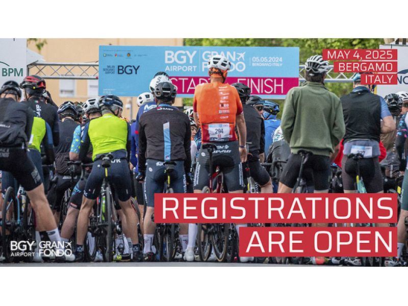 BGY AIRPORT GRANFONDO 2025, OGGI SI APRONO LE ISCRIZIONI